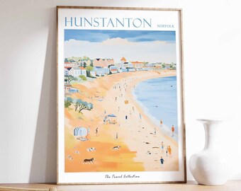 Vintage Poster Hunstanton Beach Railway Seaside Travel Advert Art Print ...
