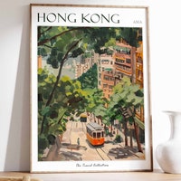 Hong Kong Travel Poster,hong Kong Wall Art Print,hong Kong Painting ...