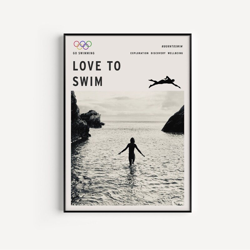 Swimming Print - Etsy