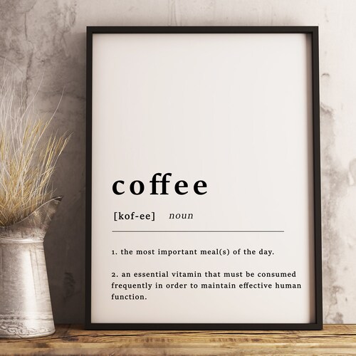 Definition of Coffee Quote Poster Print Coffee Print Home | Etsy