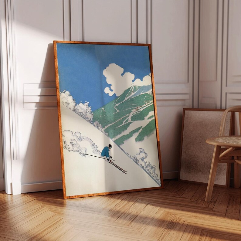 Vail Colorado Ski Poster | Alpine Skier Print | Mountain Snow Landscape ...