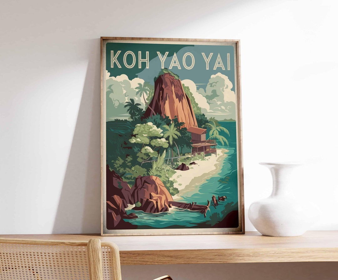 Koh Yao Yai Print, Southeast Asia Poster, Thailand Travel Poster ...