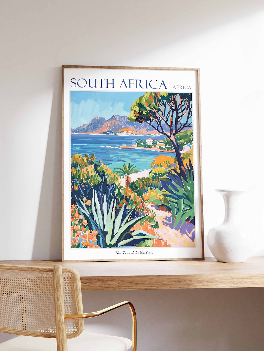 South Africa Travel Poster: Table Mountain, African Decor - Etsy