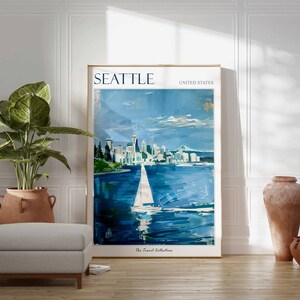 Seattle Poster, Seattle Travel Print, Tropical Decor, Sea Wall Art ...