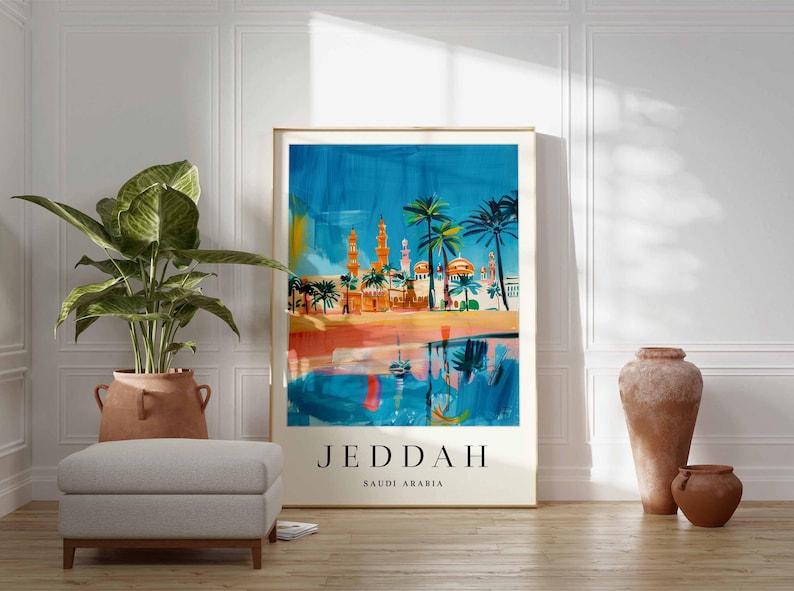 Jeddah Saudi Arabia Travel Poster: Red Sea Islamic Art Print - Etsy