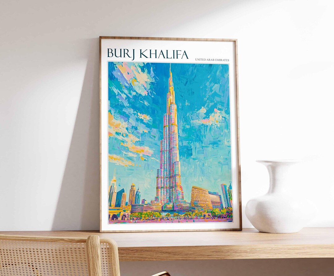 Burj Khalifa Poster, United Arab Emirates Wall Art, Arabian Travel ...
