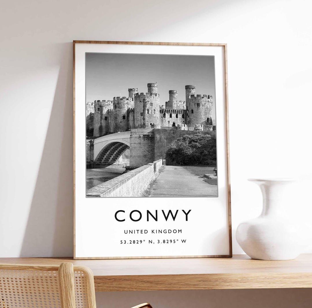 Conwy Poster, Wales Print, Conwy on the Water, Coastal Village Art ...