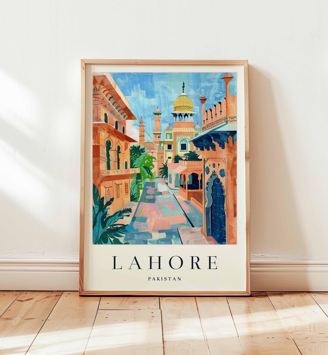 Lahore Pakistan Travel Poster: Mughal City Art Print - Etsy
