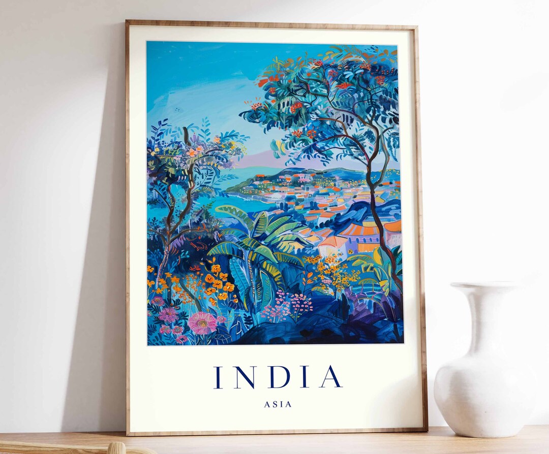 India Travel Poster: Vibrant Asia Wall Art, Tropical Decor - Etsy