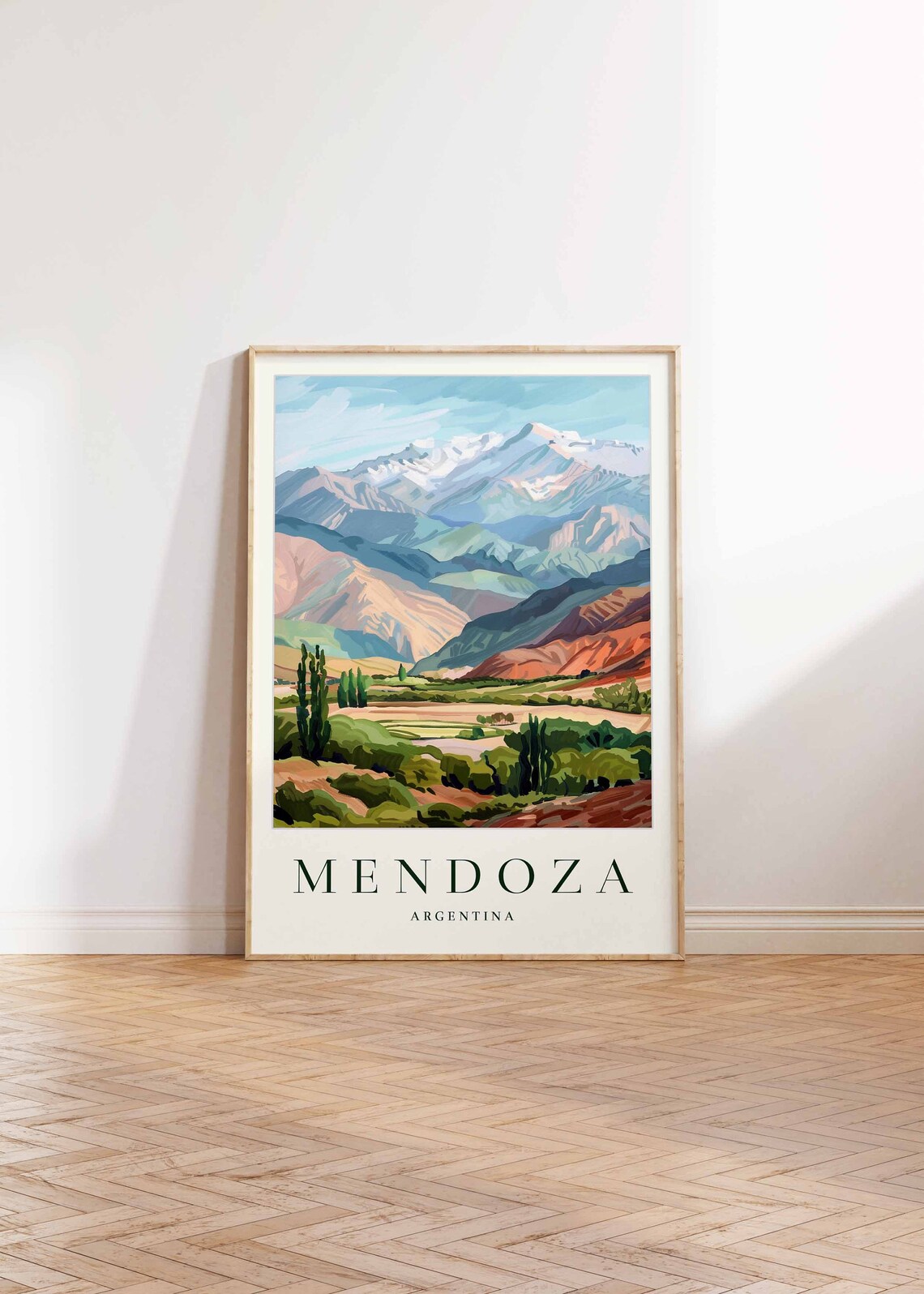 Mendoza Argentina Travel Poster: Andes Mountains Print - Etsy