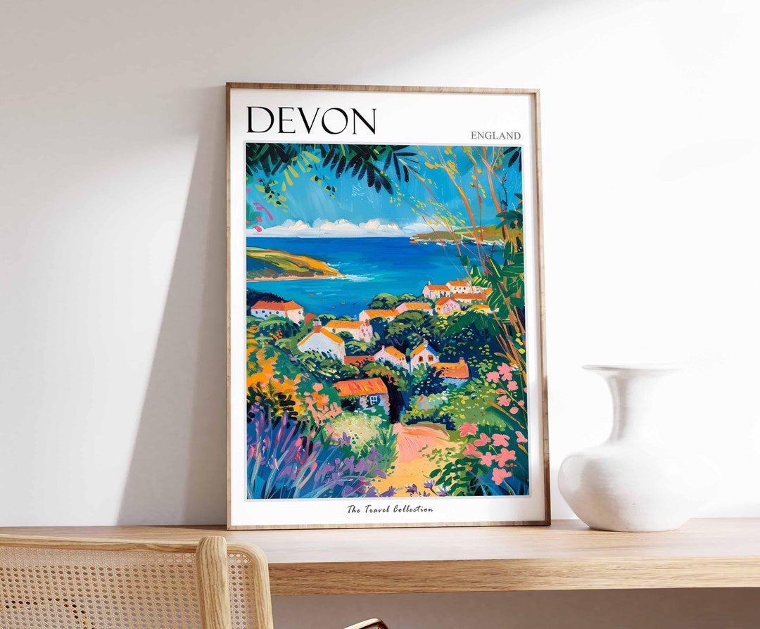 Devon Poster, England Travel Print, Devon Travel Art, Devon Wall Art ...