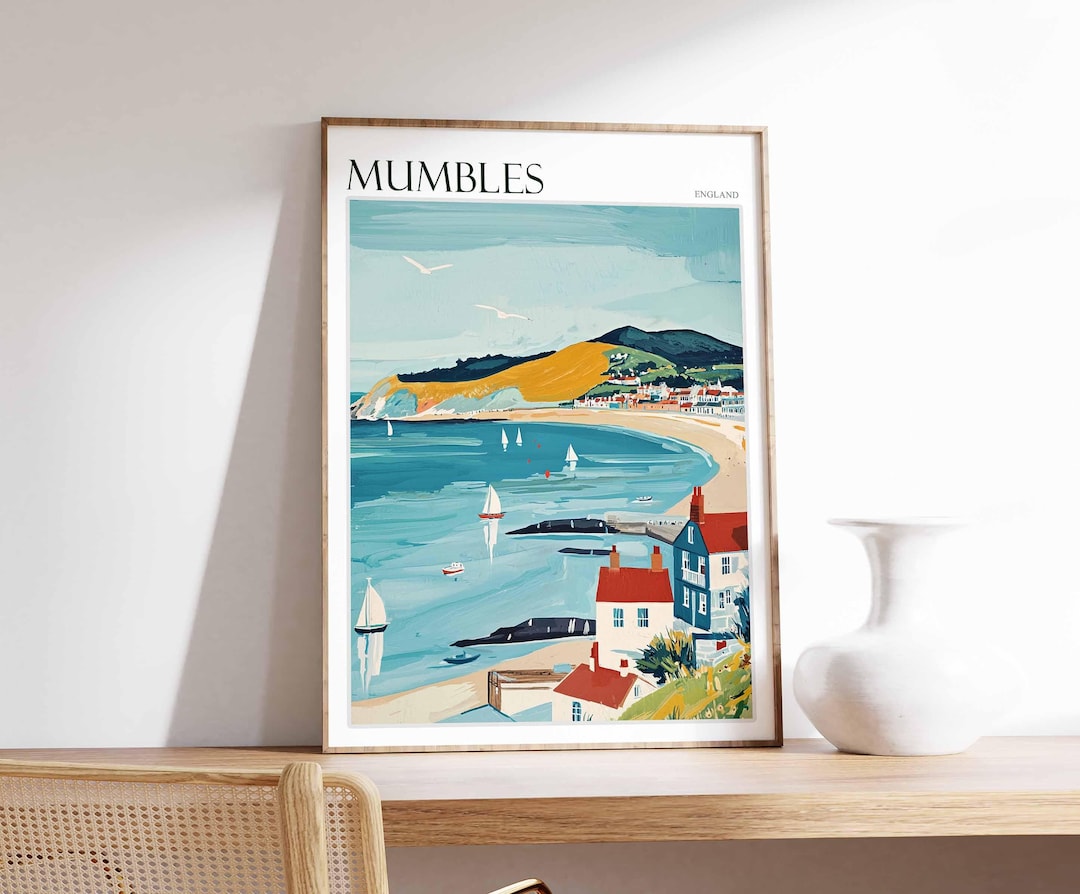 Mumbles Poster, Wales Travel Poster, Coastal Wall Art, UK Decor, Welsh ...