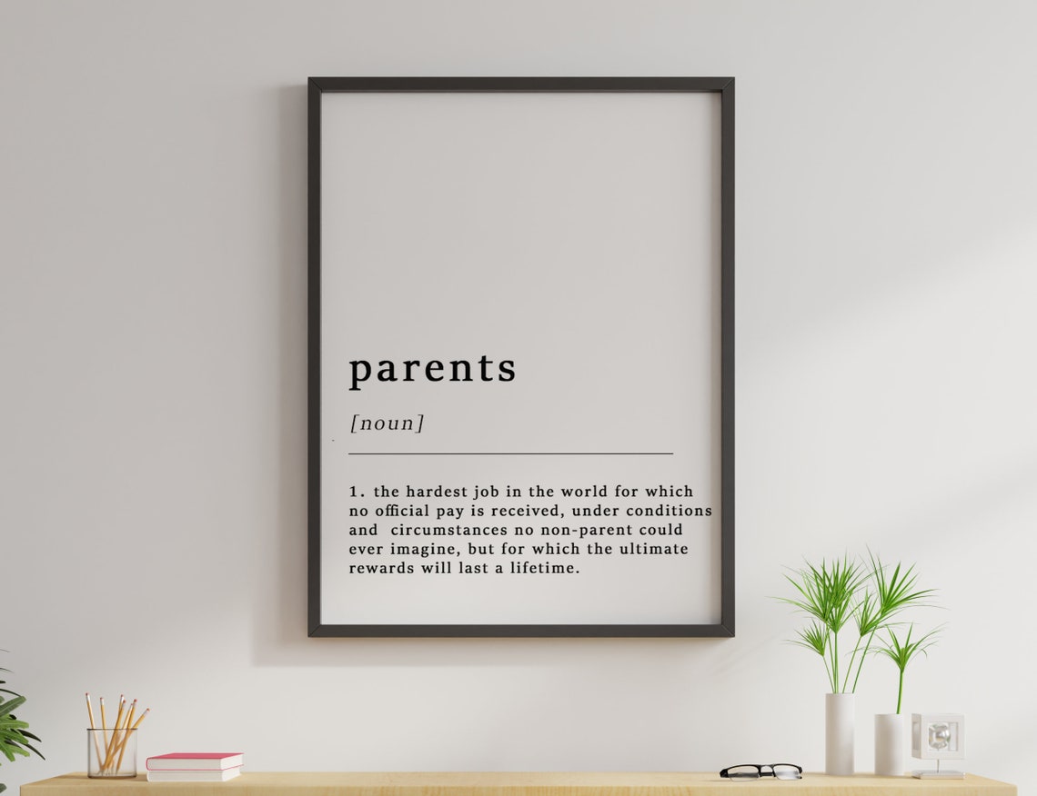 Definition of Parents Quote Poster Print Parent Mum Dad | Etsy UK