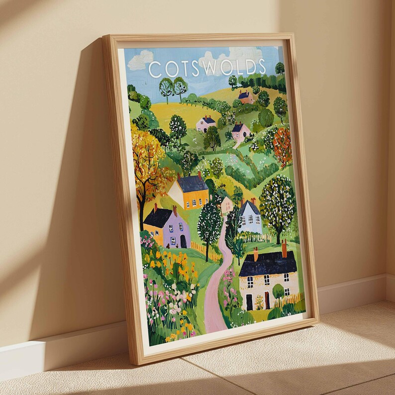 Cotswolds Art Print: English Countryside Landscape Poster - Etsy