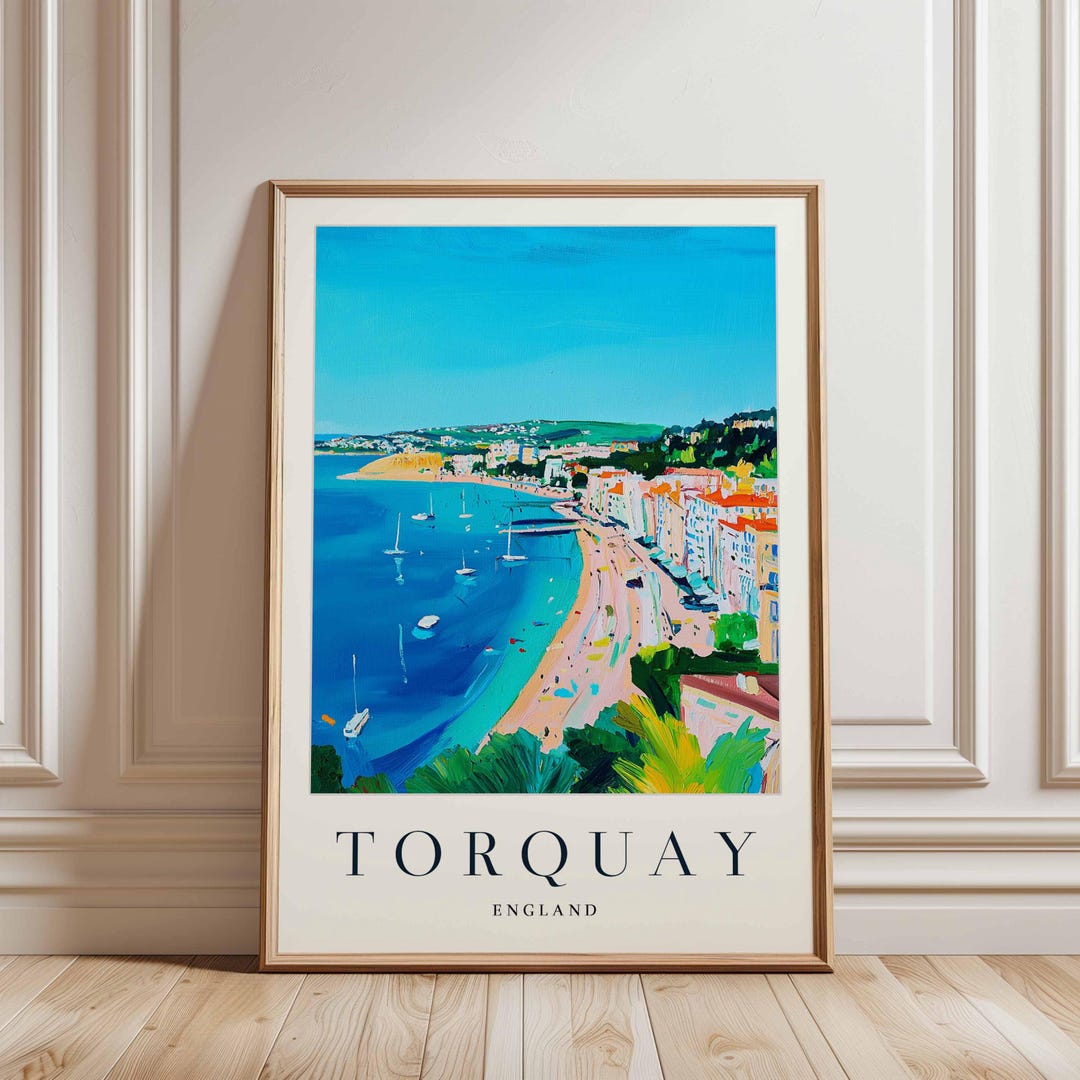 Torquay Travel Poster: English Riviera Coastal Wall Art - Etsy