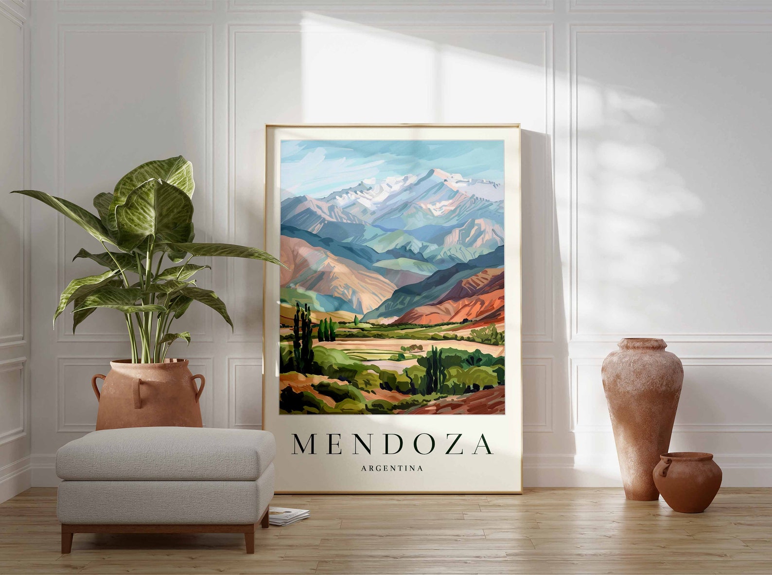 Mendoza Argentina Travel Poster: Andes Mountains Print - Etsy