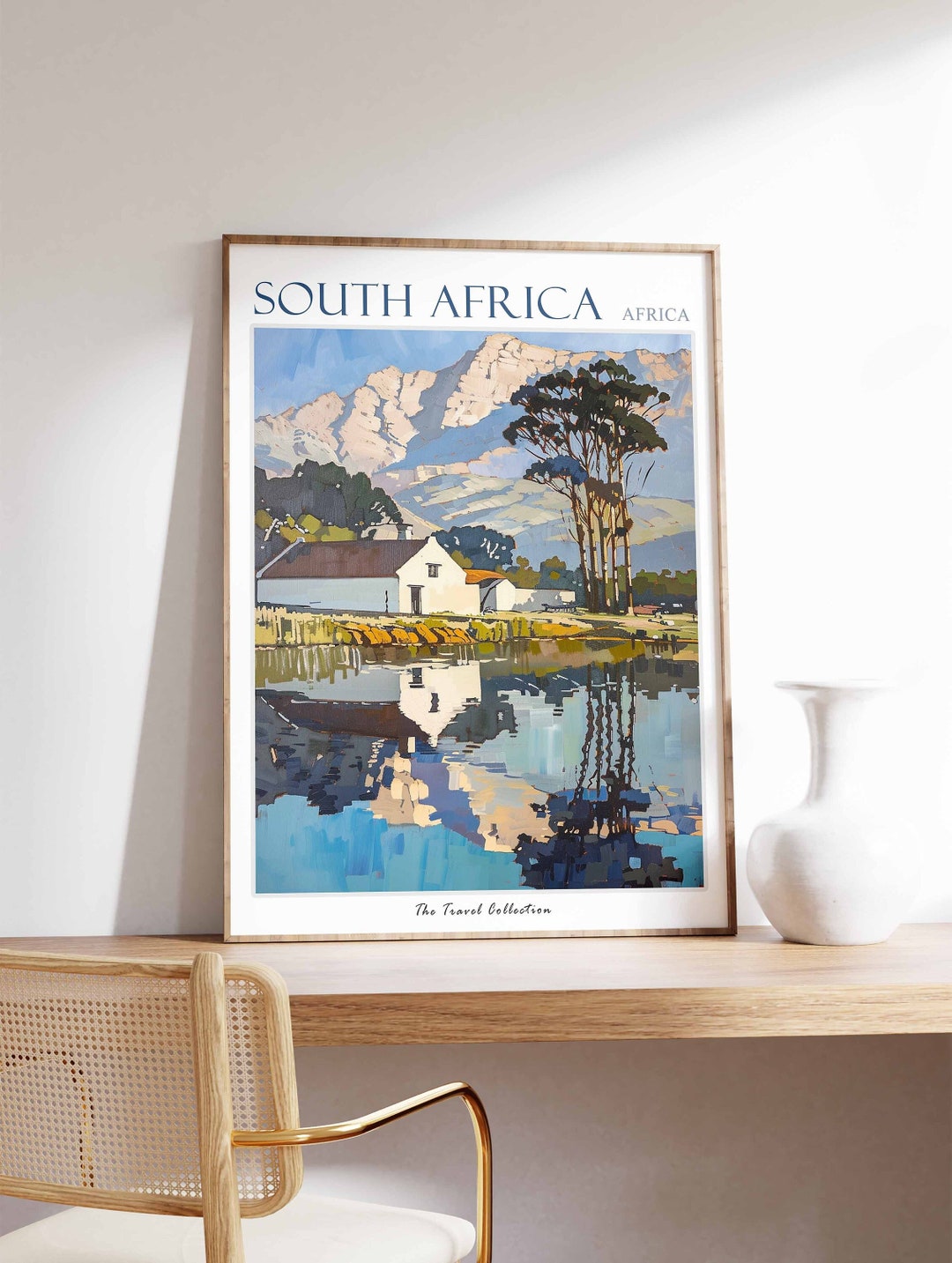 South Africa Travel Poster: Table Mountain Art Print - Etsy