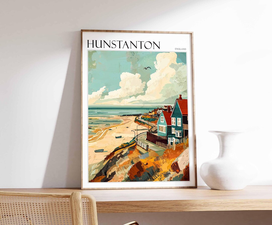 Hunstanton Poster, Beach House Decor, Coastal Wall Art, British Decor ...