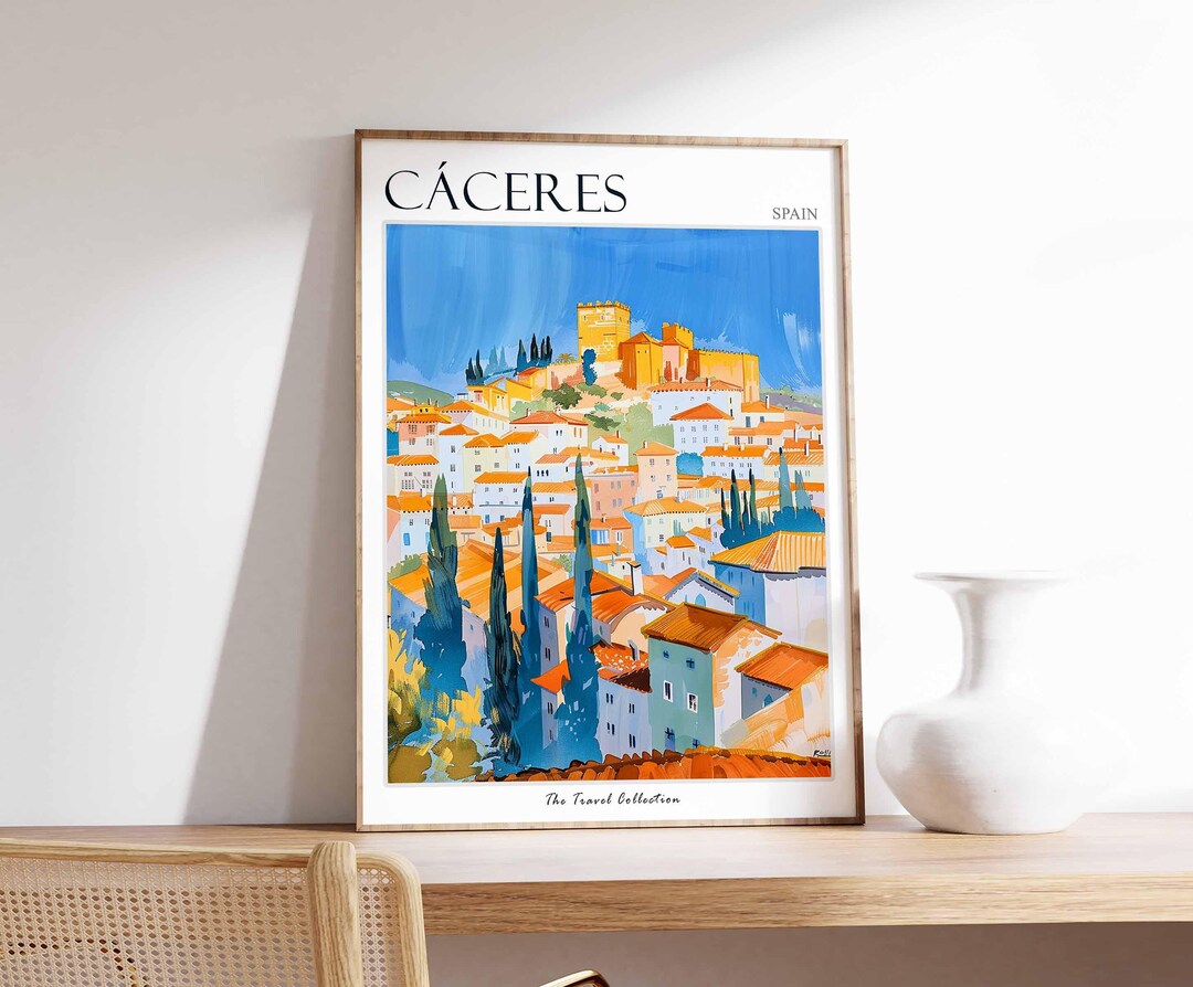 Caceres Poster, Spain Travel Print, Spanish Decor, Europe Travel Poster ...