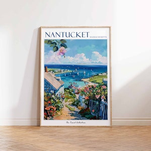 Nantucket Poster, Massachusetts Travel Print, North American Decor ...