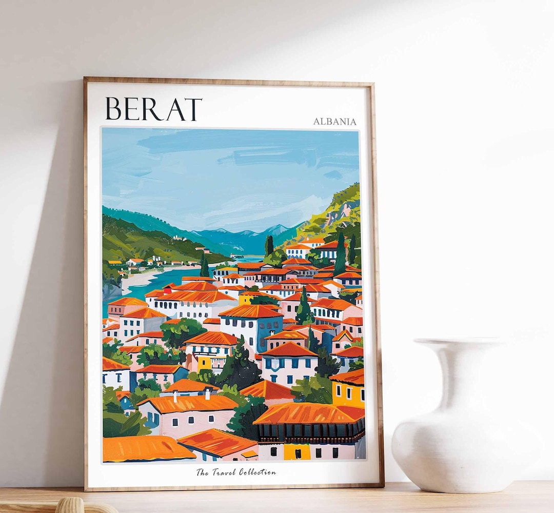 Berat Poster, Albania Travel Print, Albanian Decor, Europe Travel ...