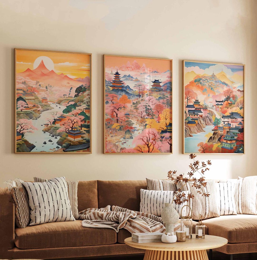 Set of 3 Korea Posters, Korea Prints, Travel Posters Set, Korean Wall ...
