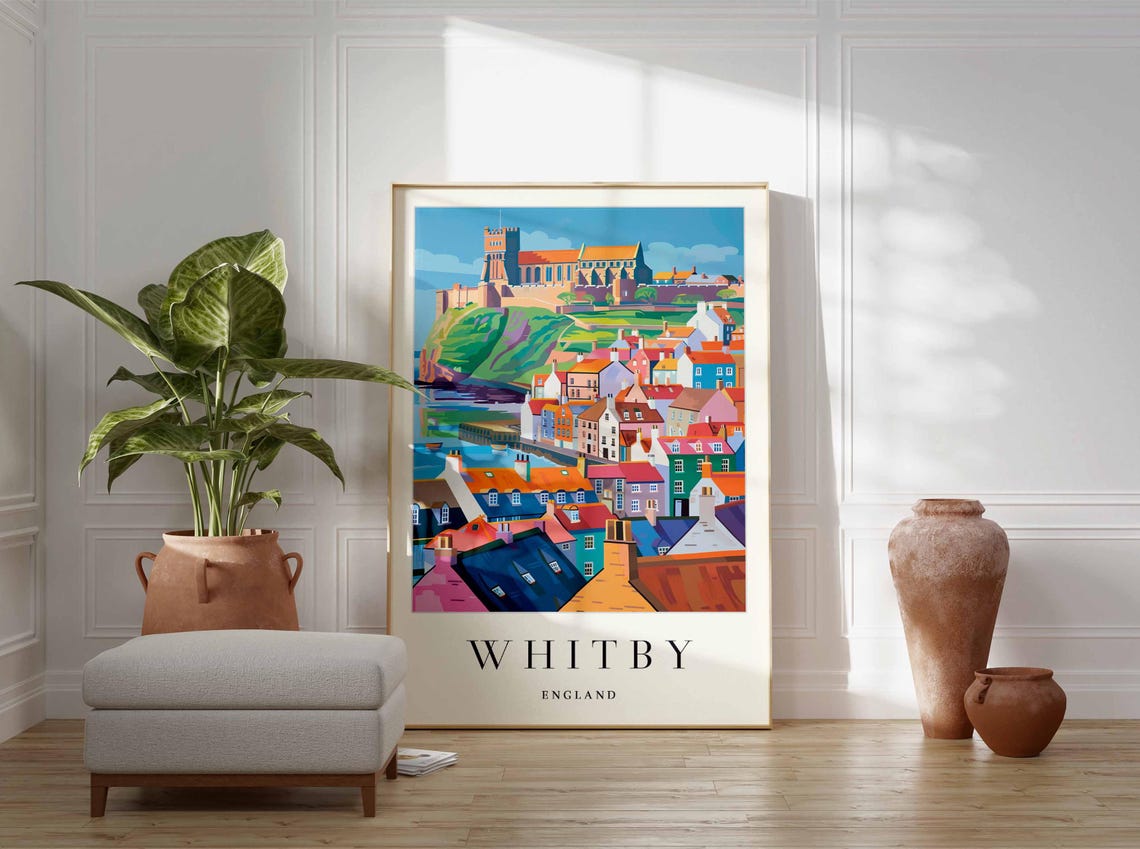 Whitby Abbey Print: England Seaside Travel Poster - Etsy