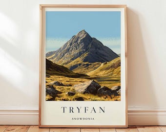 Tryfan Wall Art - Wales Hiking Trail Map Print, Snowdonia National Park ...