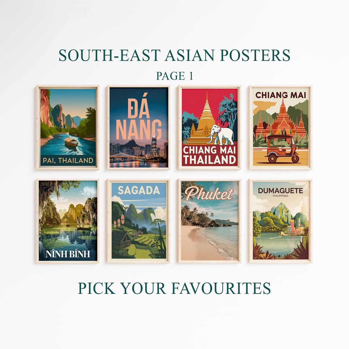 Southeast Asia Travel Poster Set: Retro Asian Art Prints - Etsy