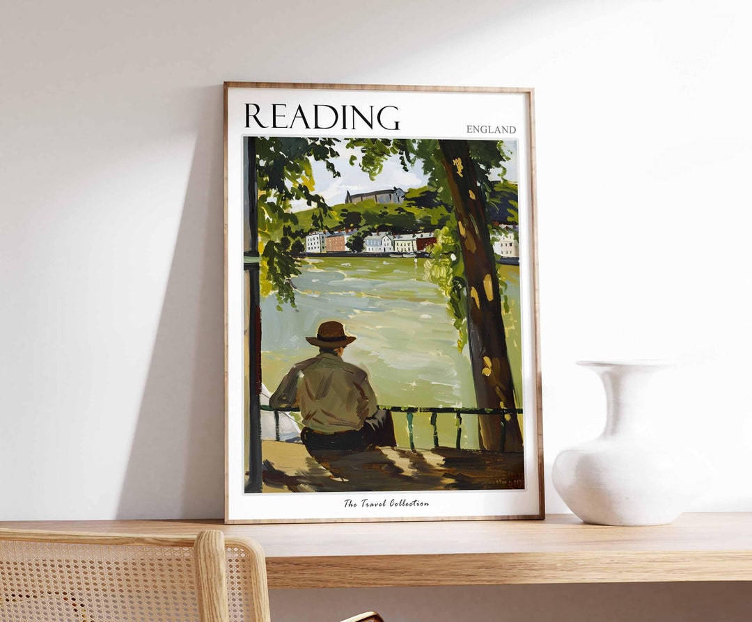 Reading Poster, England Travel Print, British Decor, United Kingdom ...