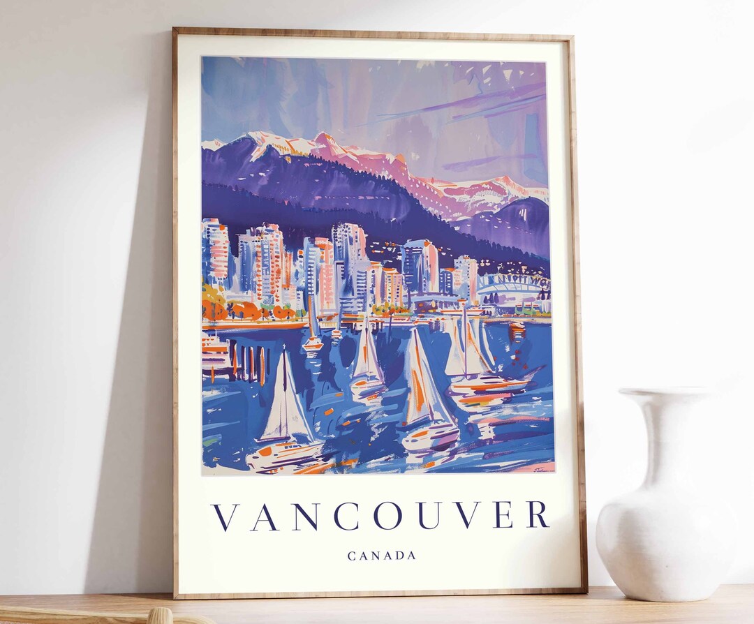 Vancouver Travel Poster: Canada Coastal City Art Print - Etsy