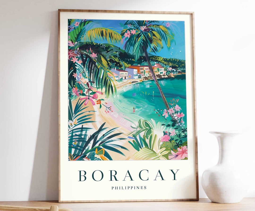 Boracay Poster, Boracay Travel Print, Philippines Wall Art, Filipino Travel Print, Tropical ...