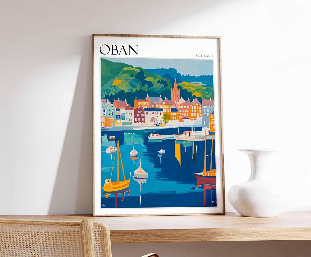 Oban Poster, Scotland Poster, Scottish Highlands Poster, Coastal Wall ...