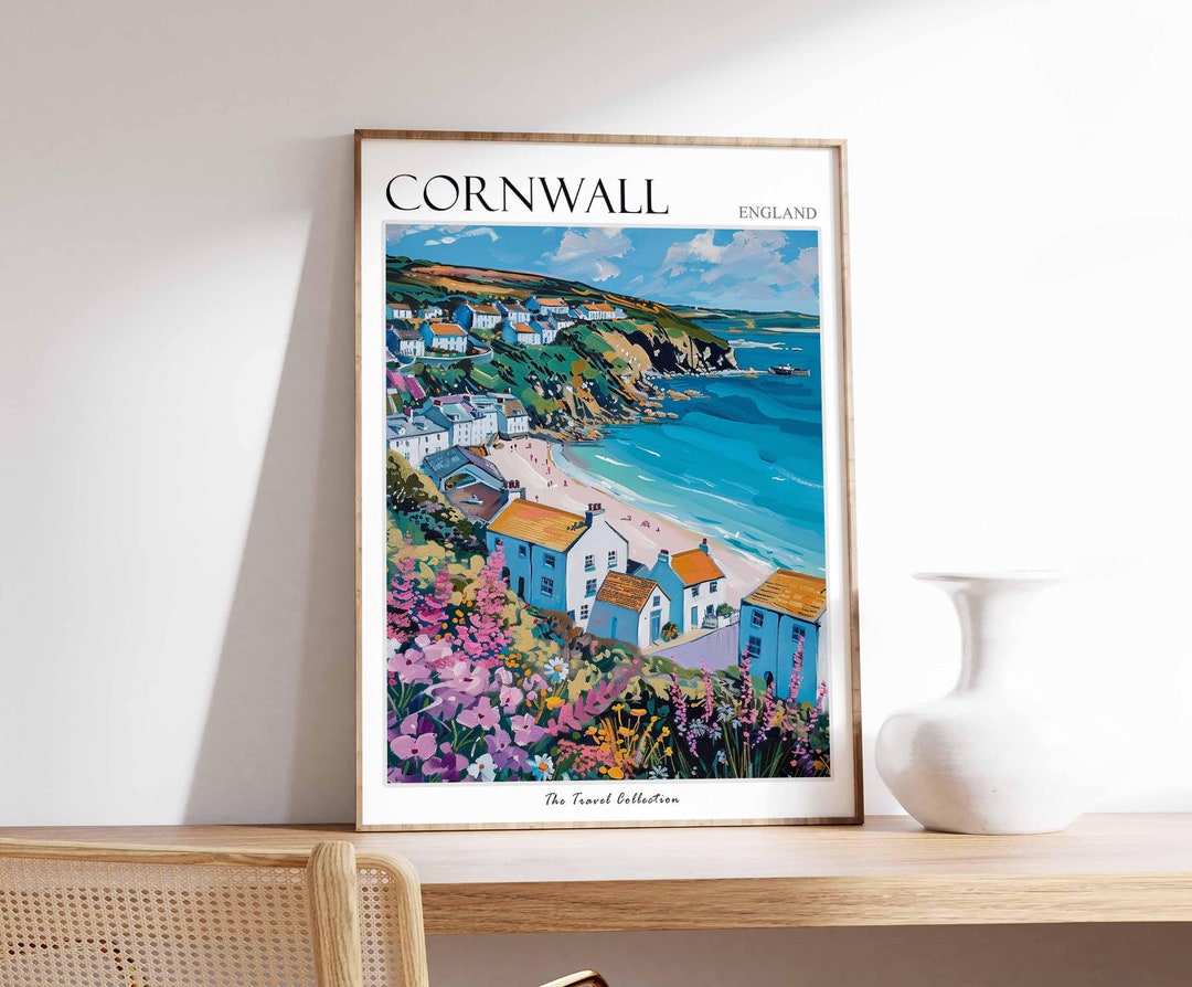 Cornwall Poster, England Travel Print, Cornwall Travel Art, Cornwall ...