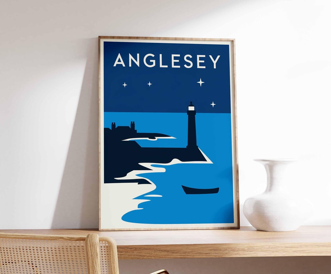 Anglesey Print, Coastal Travel Poster, Wales Travel Print, Coastal Wall ...