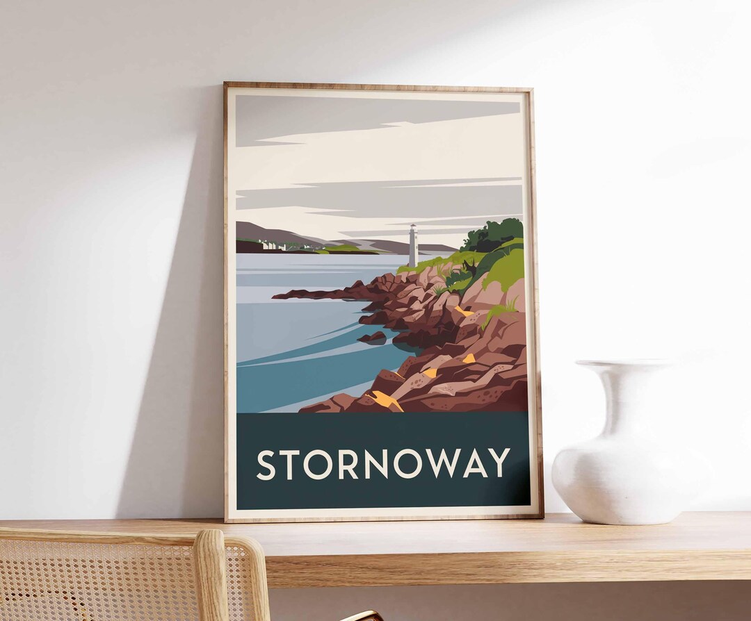 Stornoway Print, Coastal Travel Poster, Scotland Travel Print, Coastal ...