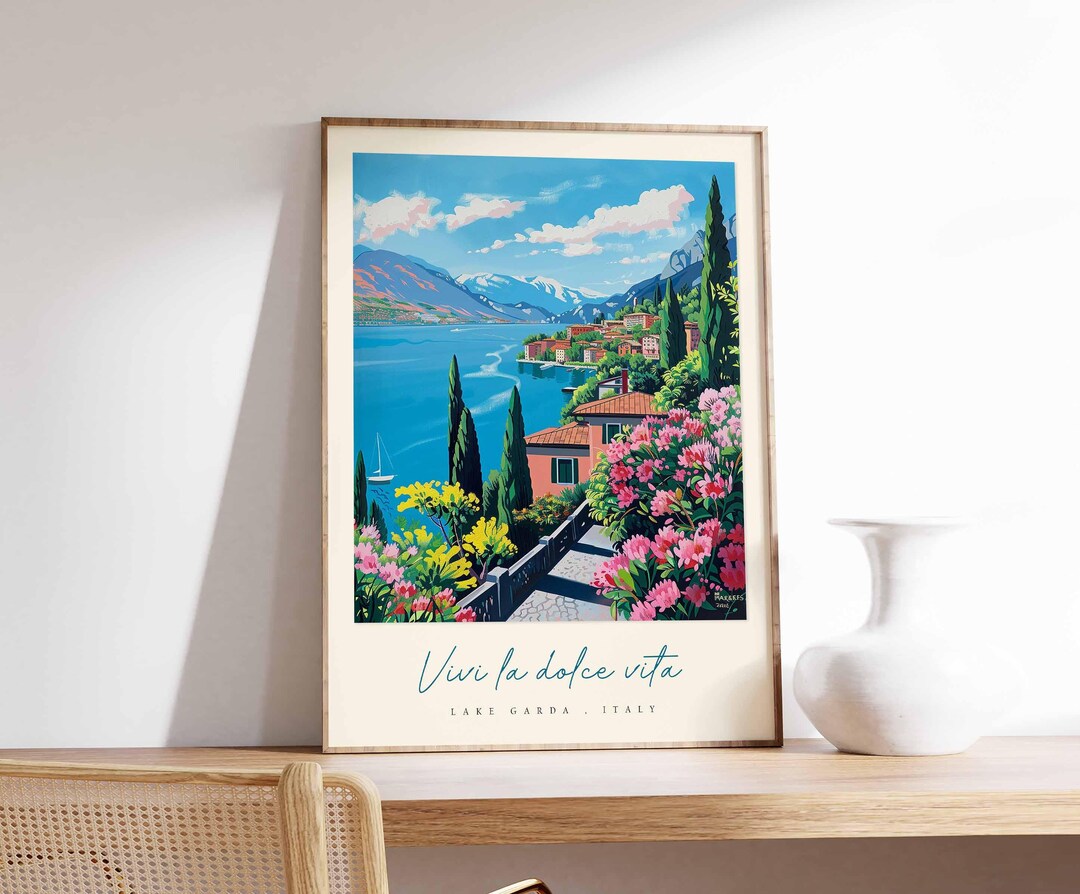 Lake Garda Poster, Italian Travel Print, Lake Garda Travel Art, Lake ...