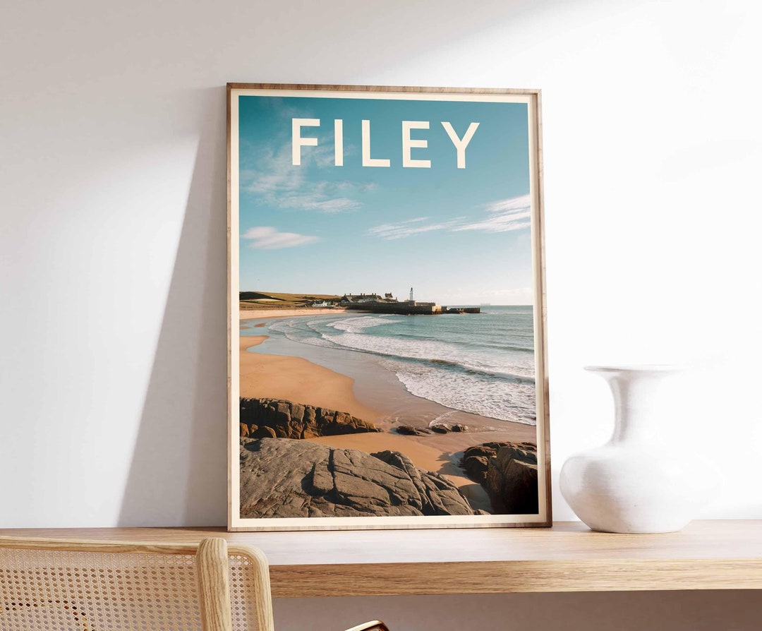 Filey Print, Coastal Travel Poster, North Yorkshire Travel Print ...