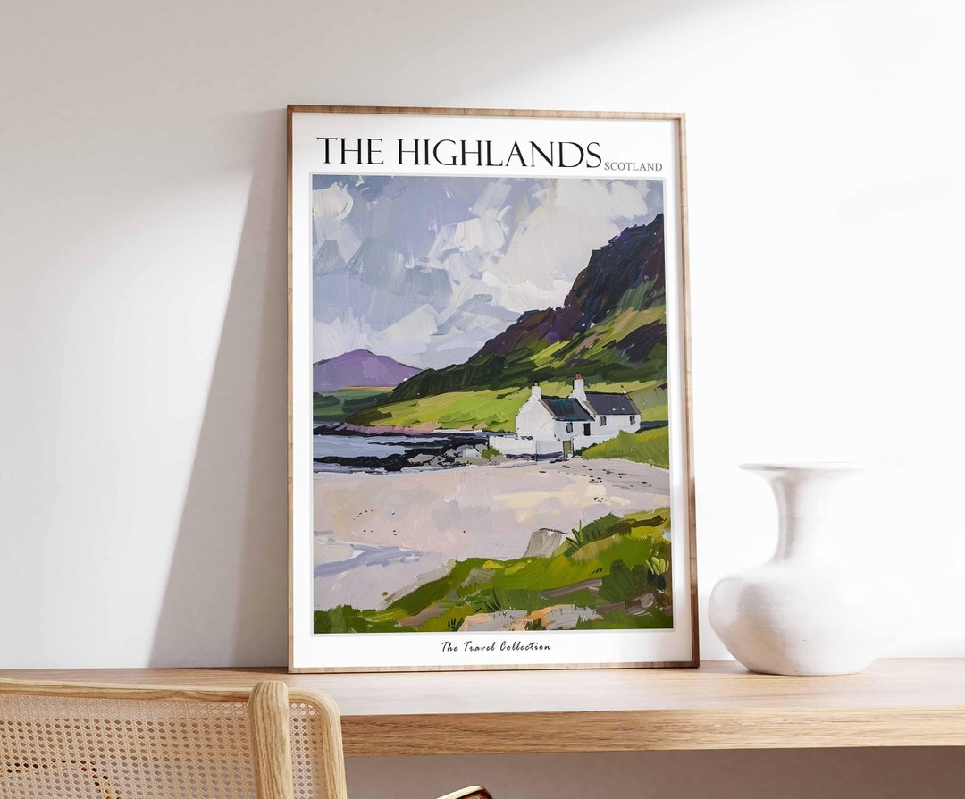 The Highlands Poster, Scotland Travel Print, Scottish Decor, United ...