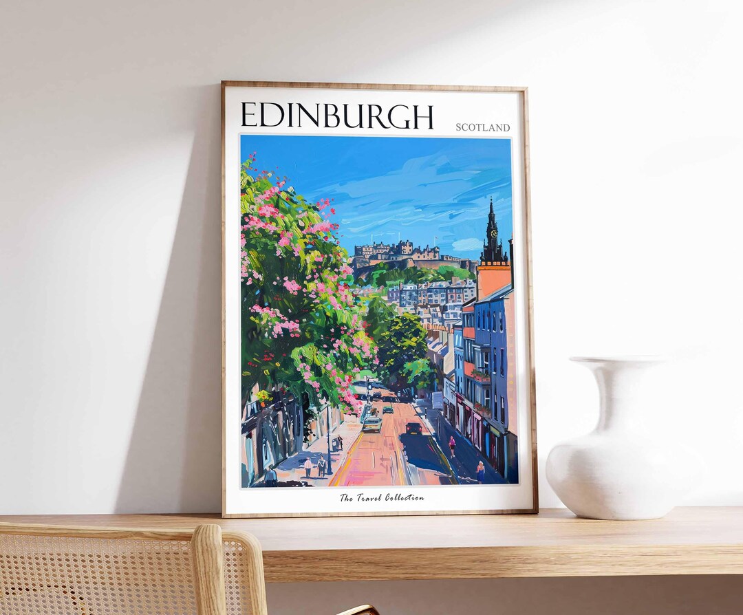 Edinburgh Poster, Scotland Travel Print, Scottish Decor, United Kingdom ...