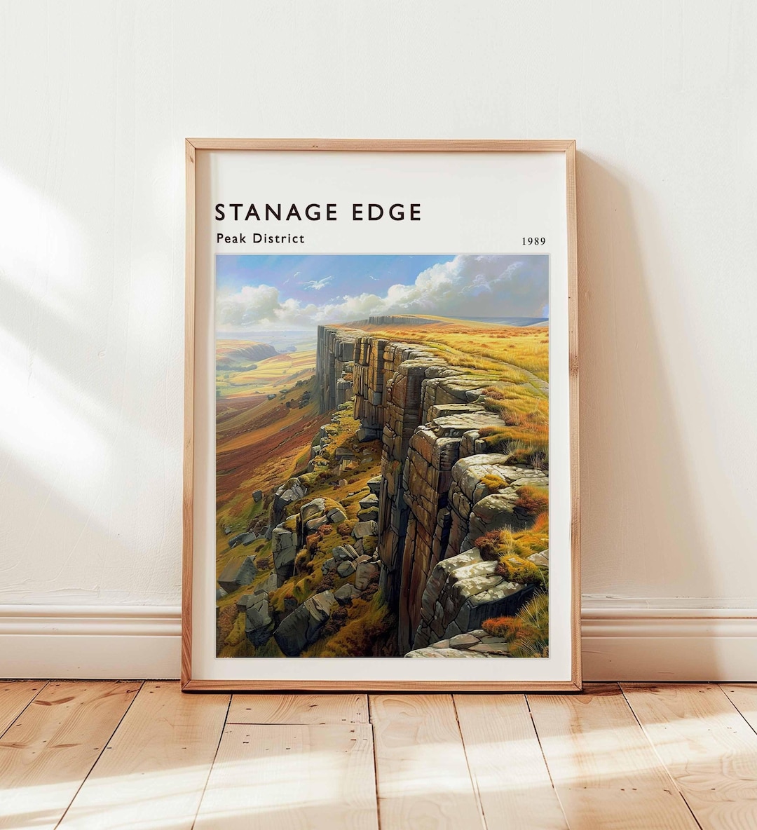 Stanage Edge Poster, Peak District Travel Print, Derbyshire Wall Art ...