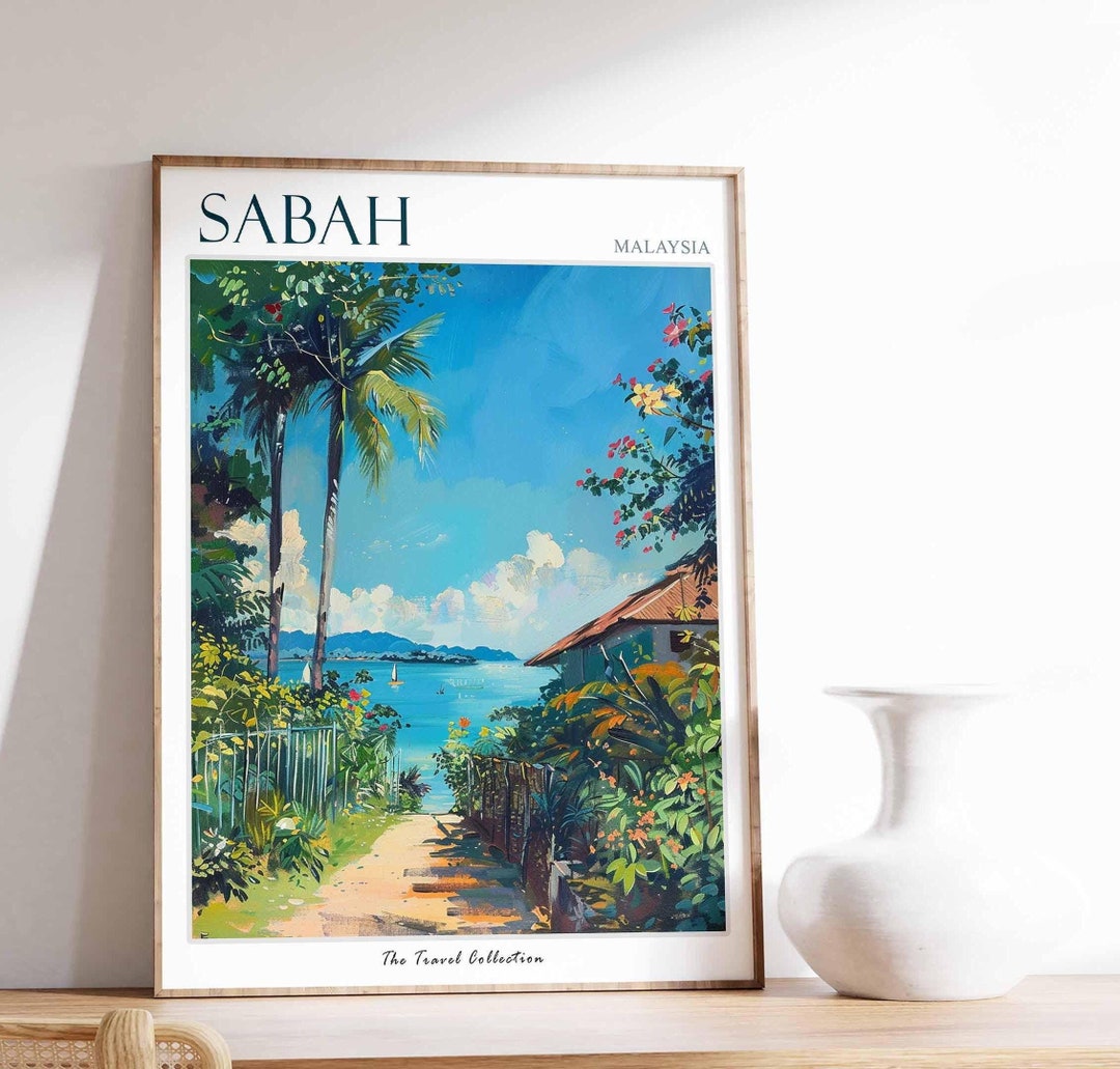 Sabah Poster, Malaysia Travel Print, Malaysian Decor, Asia Travel ...