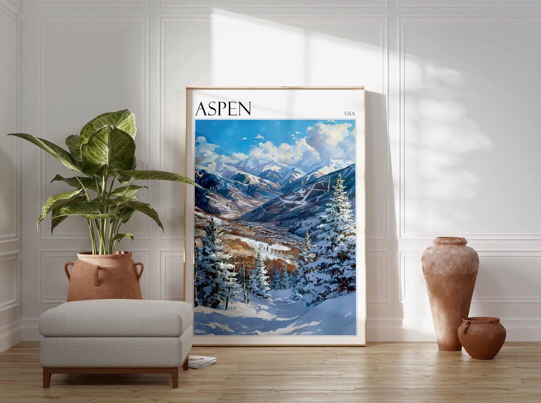 Skiing Travel Poster, Skiing Art, Aspen Poster, Aspen Print, Colorado ...