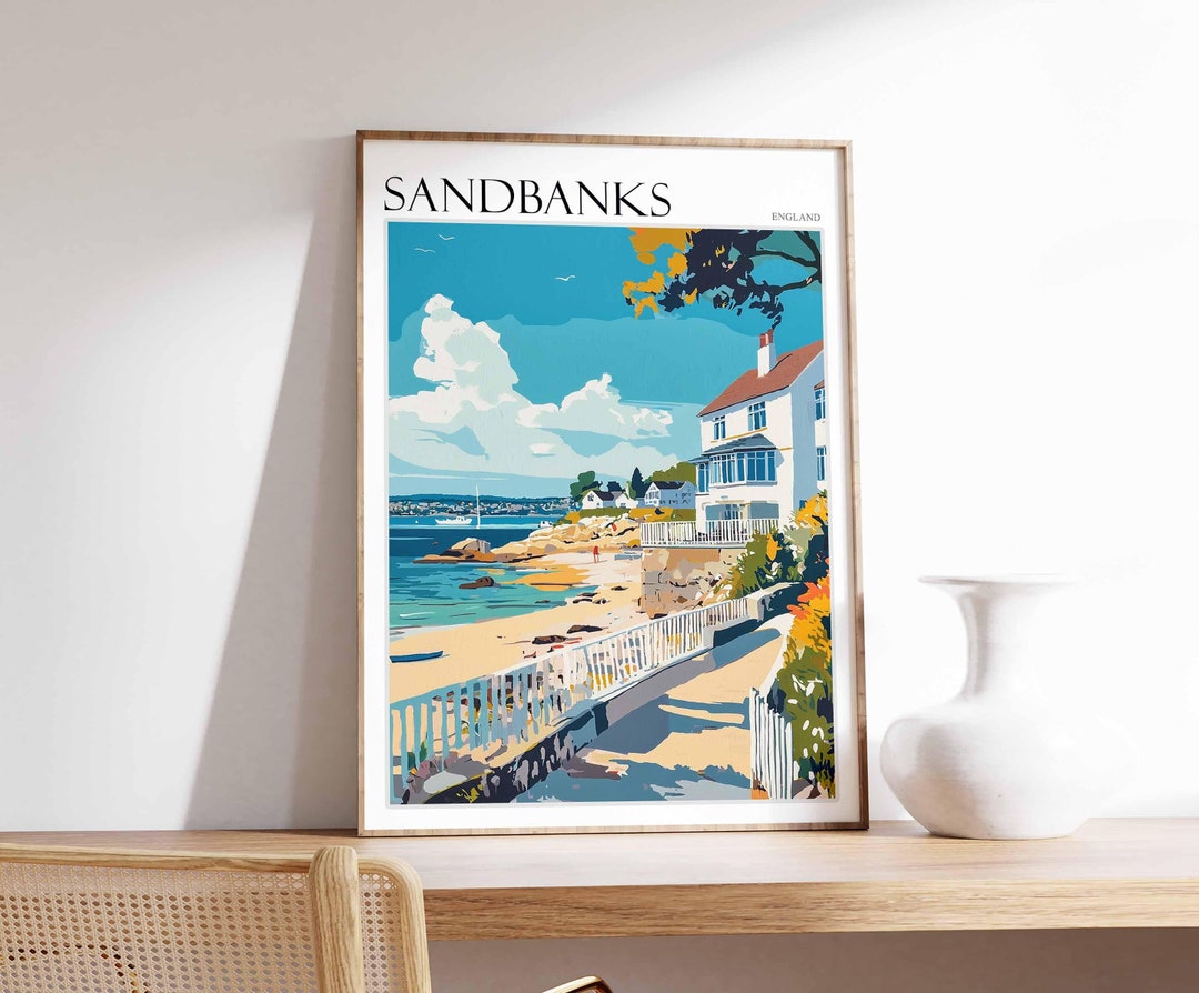 Sandbanks Travel Poster: Coastal Beach Art, UK Home Decor - Etsy