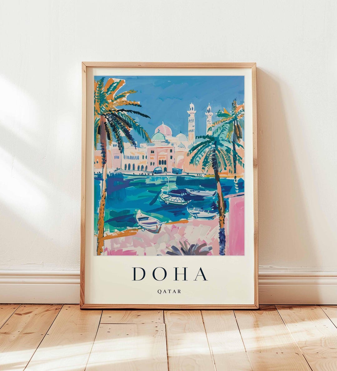 Doha Qatar Skyline Poster: Modern Middle East Travel Print - Etsy