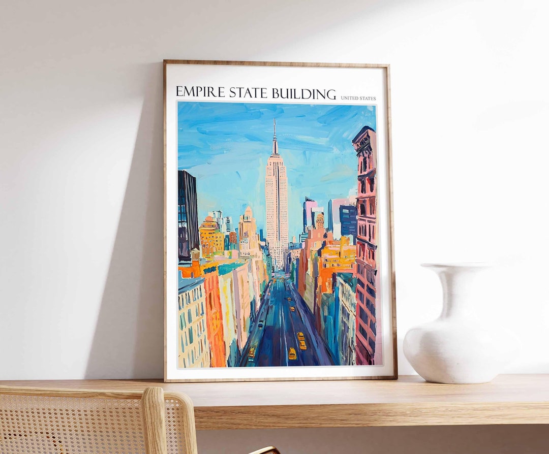 Empire State Building Poster, Empire State Building Travel Print, USA ...