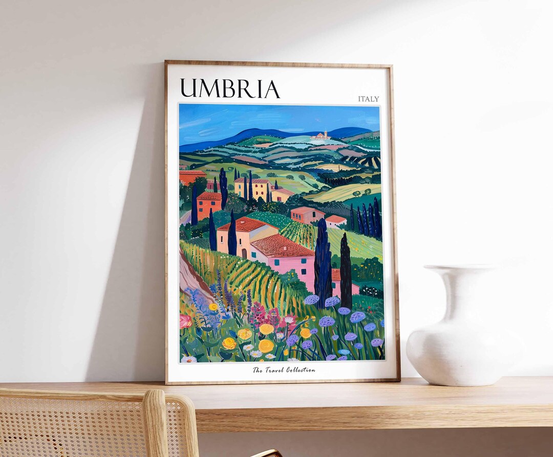 Umbria Italy Travel Poster: Colorful Italian Wall Art - Etsy