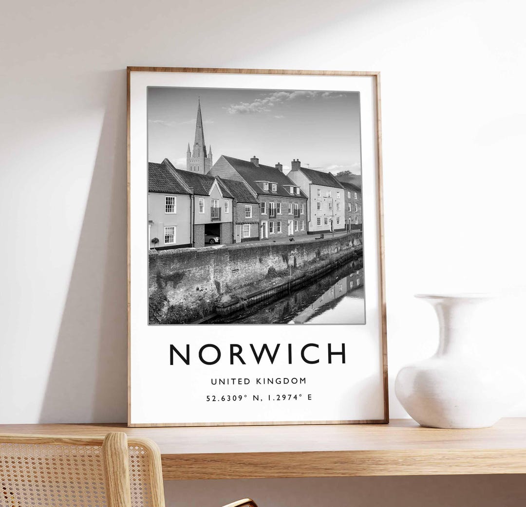 Norwich Poster, UK Water Poster, Norwich Print, River Print, Norwich ...