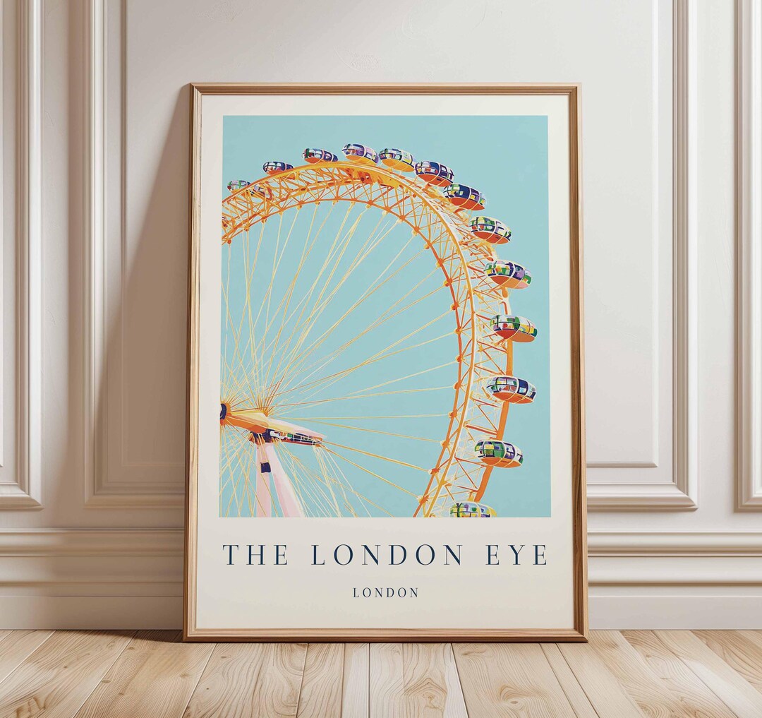 London Eye Travel Poster: Thames River, UK Landmark Art - Etsy