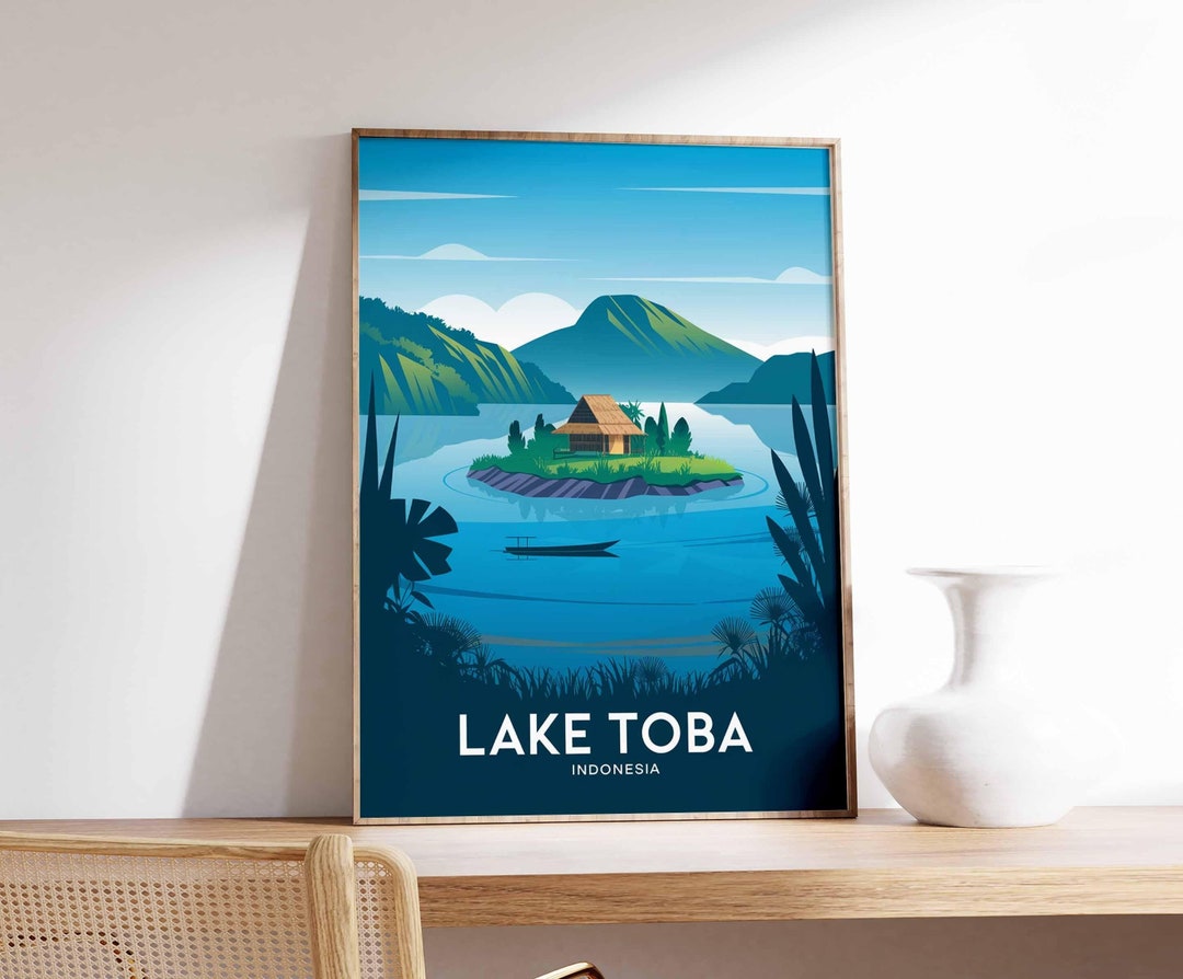 Lake Toba Print, Southeast Asia Poster, Indonesia Travel Poster, Travel ...